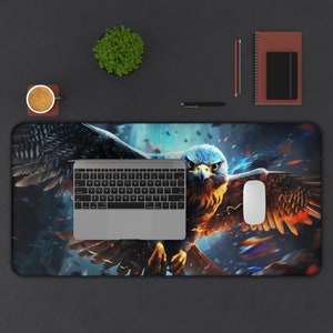 Fierce Peregrine Falcon Design Desk Mat Gaming Mouse Pad Large Mousepad ...