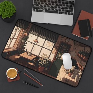 Lo-fi Simple Coffee Café Desk Mat Gaming Mouse Pad Large Mousepad With ...