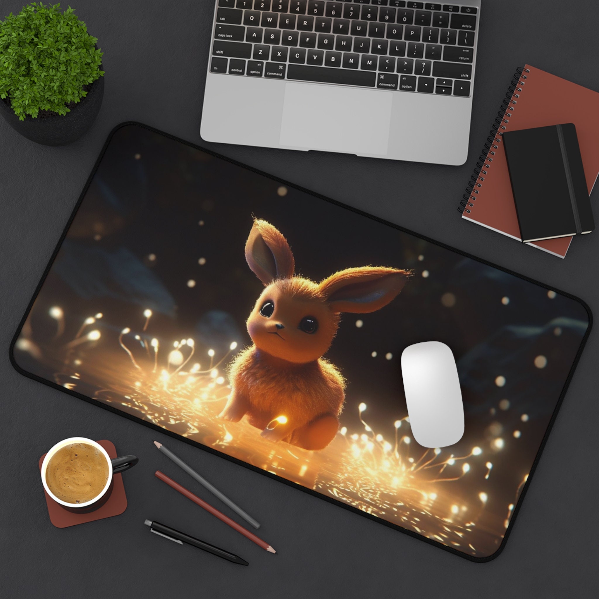 Cute Enchanted Eevee Inspired Desk Mat Gaming Mouse Pad Large Mousepad ...