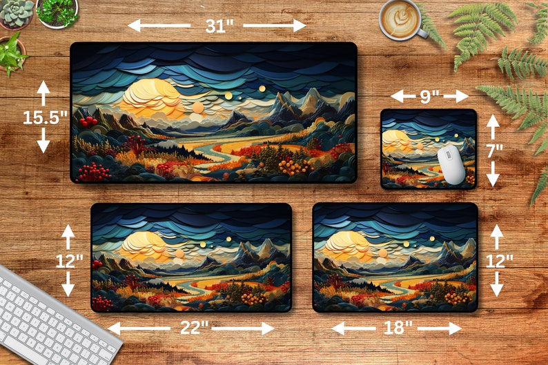 Abstract Sunset Mountain Landscape Desk Mat Gaming Mouse Pad Large ...