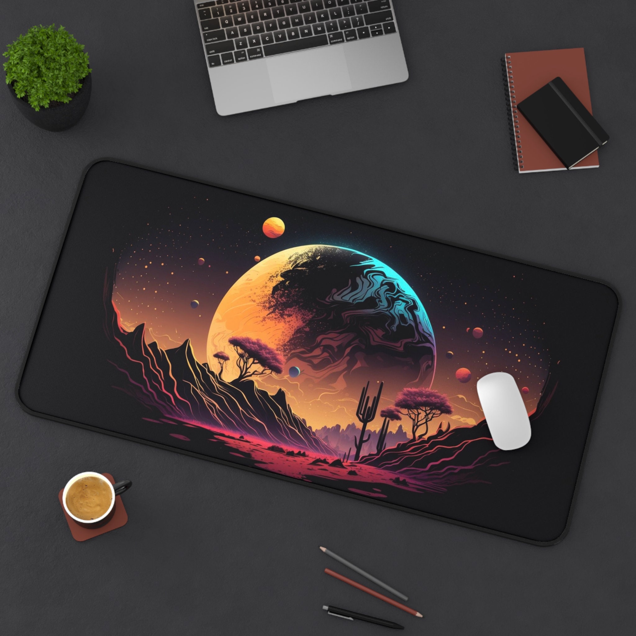 Cool Alien Planet Outer Space Desk Mat Gaming Mouse Pad Large Mousepad ...