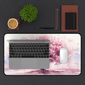 Beautiful Watercolor Painting of A Grand Pink Tree Desk Mat Gaming ...