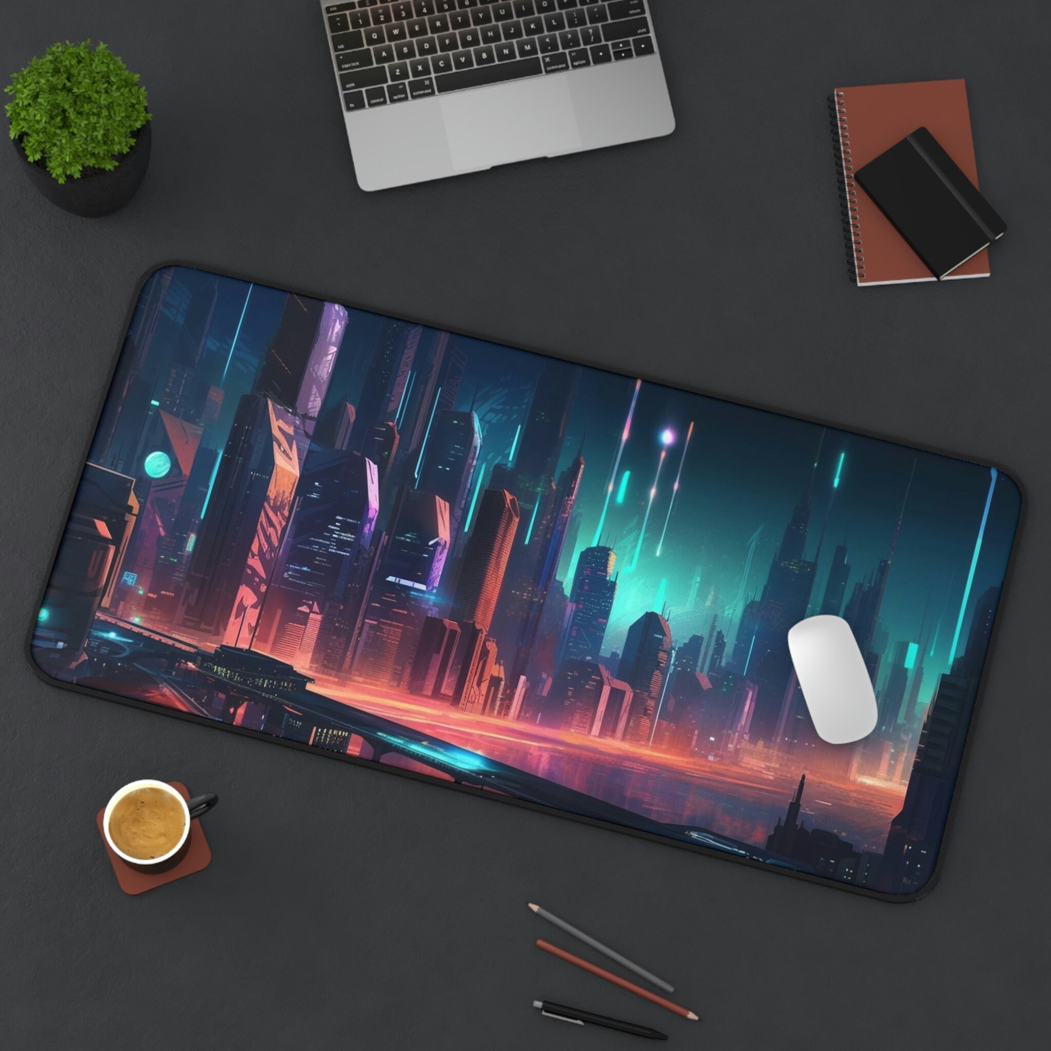 Futuristic Neon Cityscape Gaming Mouse Pad High-tech Design - Etsy