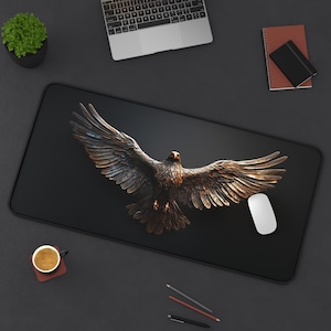 Golden Eagle in Flight Spread Desk Mat, Gaming Mouse Pad, Large ...