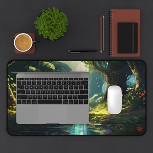 Lush Green Forest With Creek Desk Mat Gaming Mouse Pad Large Mousepad ...