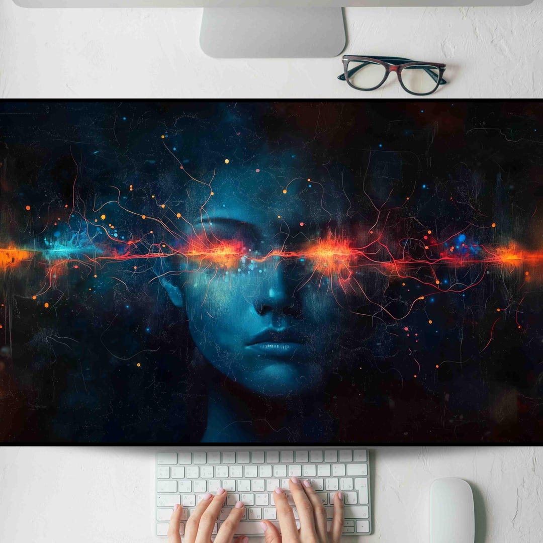 Starlight Reflected in Her Eyes Desk Mat, Gaming Mouse Pad, Large ...