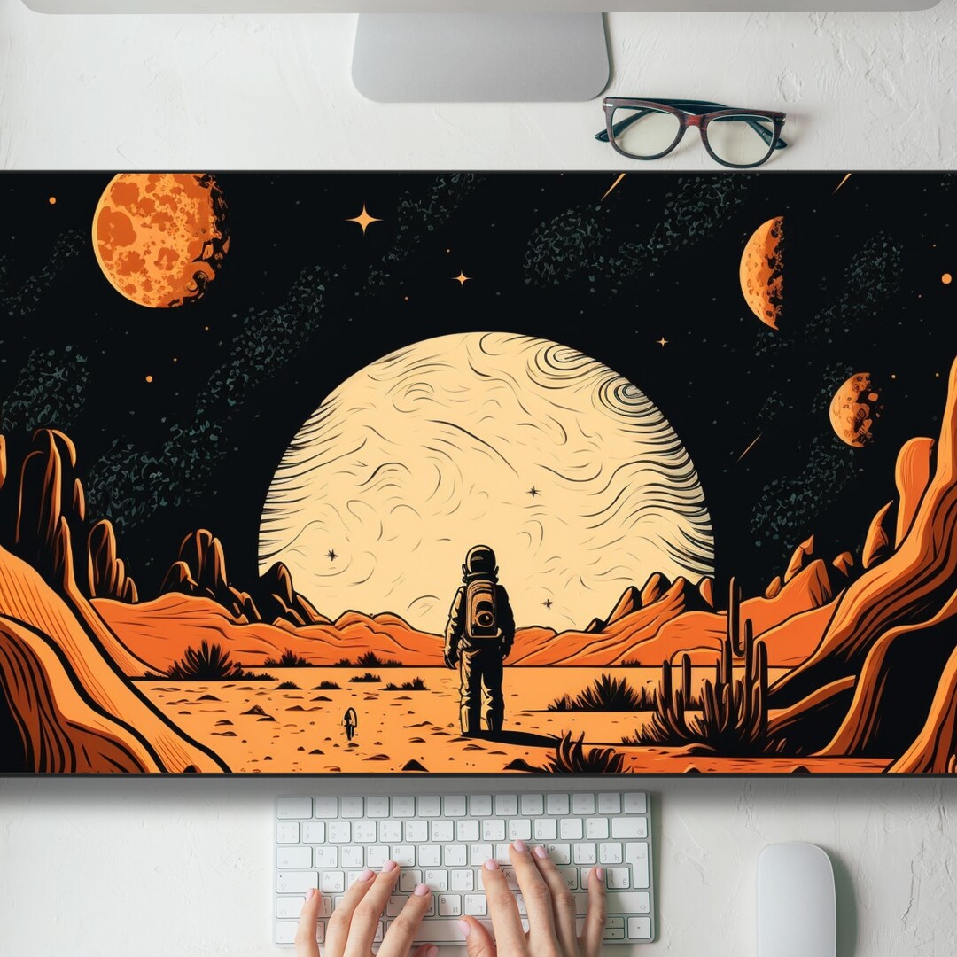Awesome Outer Space Exploration Design Mouse Pad - Unique Gaming Desk ...