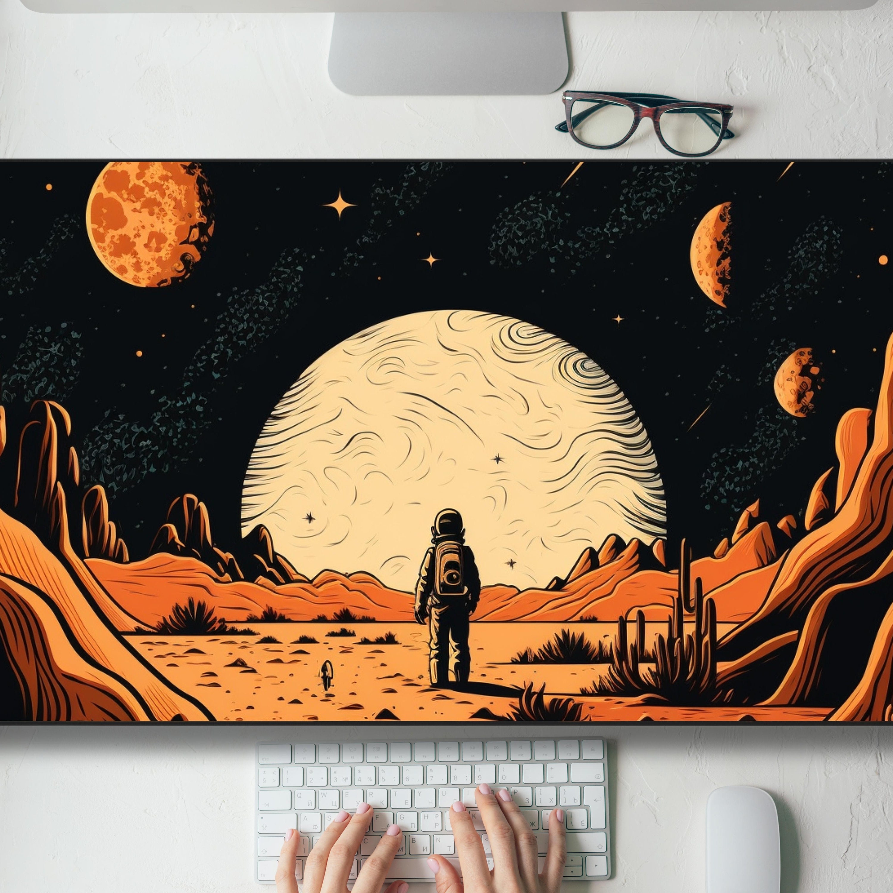 Awesome Outer Space Exploration Design Mouse Pad Unique Gaming Desk ...