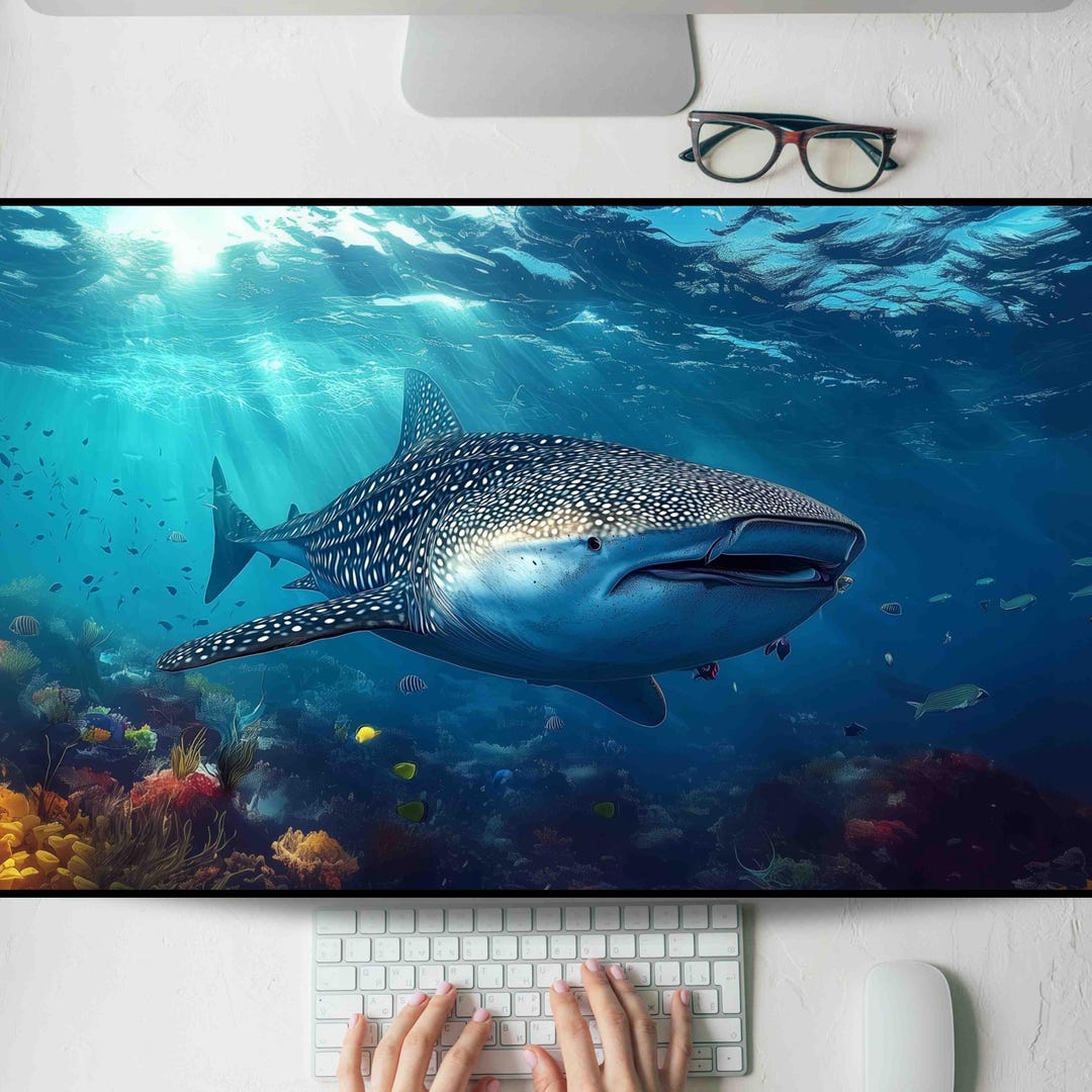 Whale Shark Beneath Sunlight Desk Mat, Gaming Mouse Pad, Large Mousepad ...