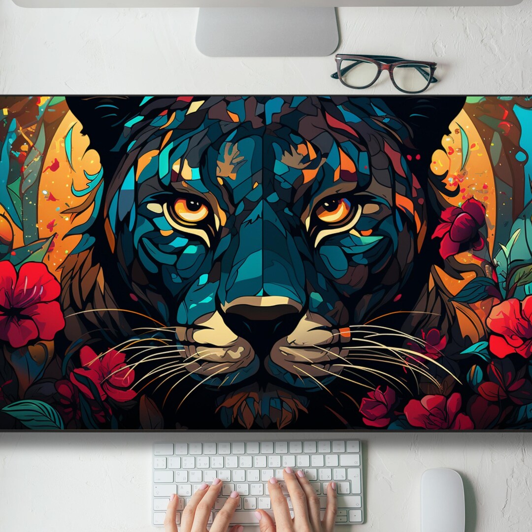 Fierce Beautiful Jaguar Desk Mat Gaming Mouse Pad Large Mousepad With ...