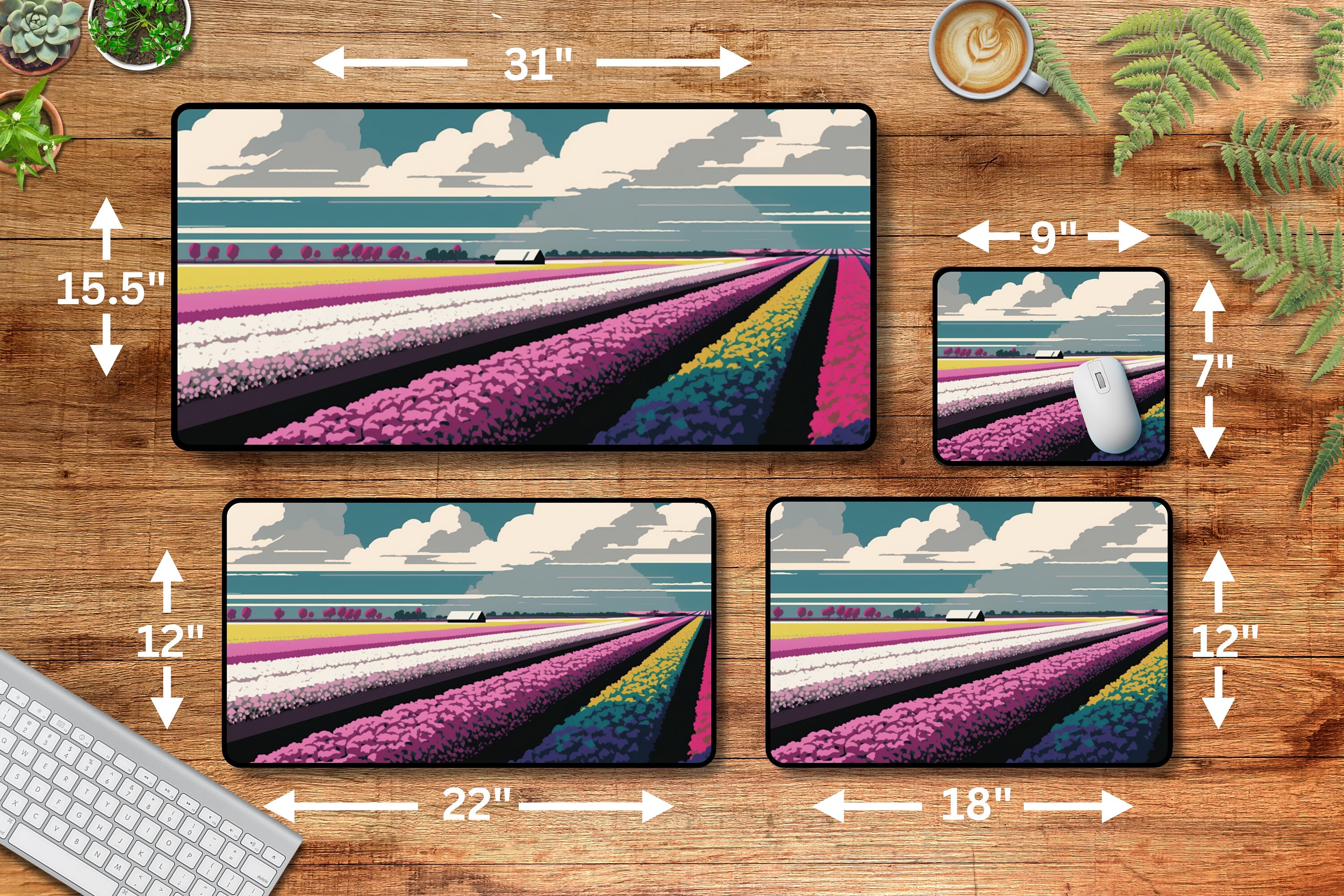 Pixelated Lo-fi Flower Field Desk Mat Gaming Mouse Pad Large Mousepad ...