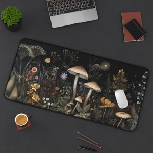 Dark Cottage Core Botanical Desk Mat Gaming Mouse Pad Large Mousepad ...