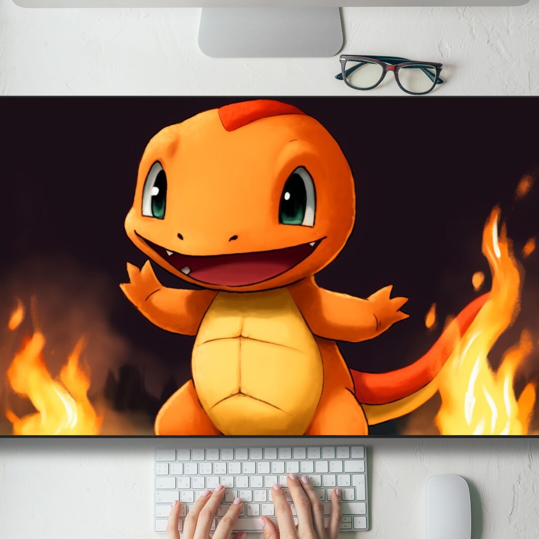 Cute Charmander Inspired Desk Mat Gaming Mouse Pad Large Mousepad - MTG ...