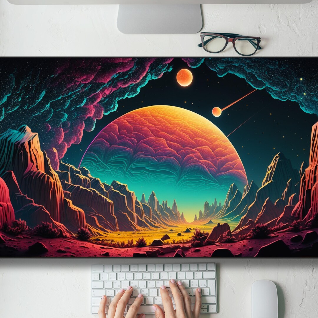 Colorful Alien Planet Desk Mat Gaming Mouse Pad Large Mousepad With MTG ...