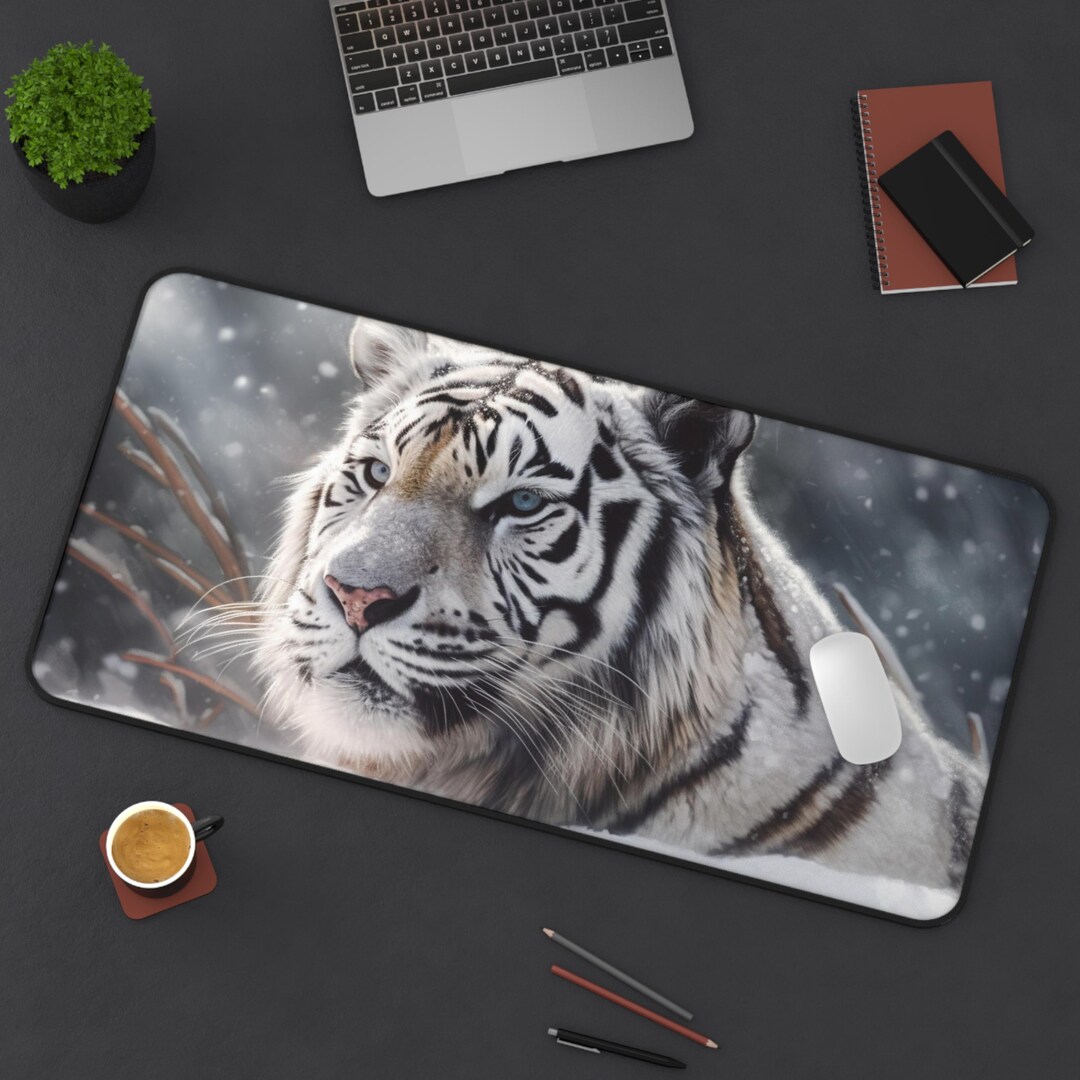Majestic White Tiger Desk Mat Gaming Mouse Pad Large Mousepad - Etsy