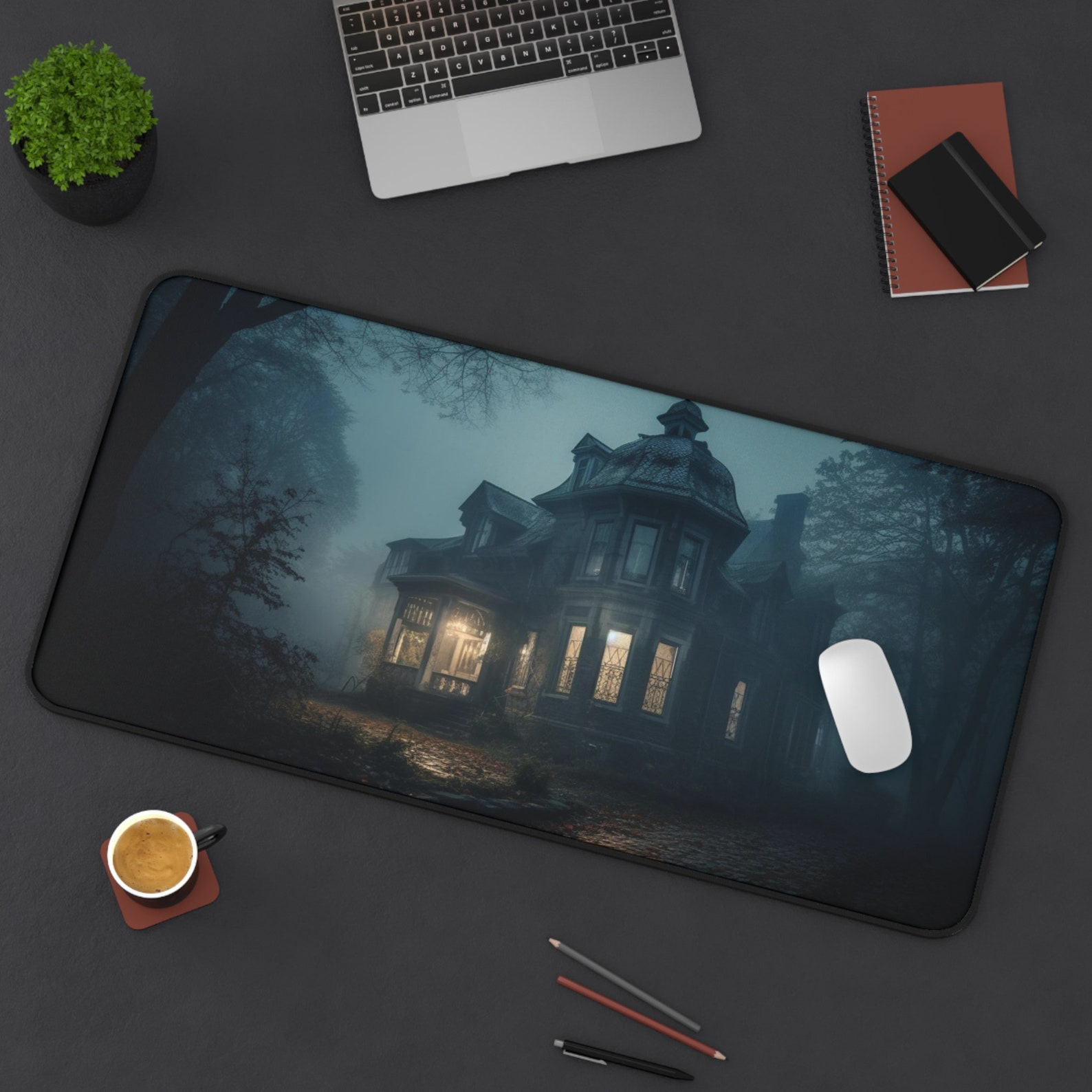 Spooky Mansion Forest Desk Mat Gaming Mouse Pad Large Mousepad With MTG ...