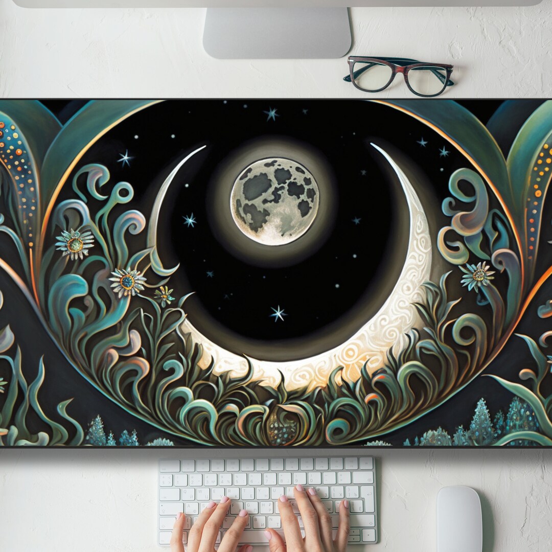 Unique Abstract Celestial Moon Desk Mat Gaming Mouse Pad Large Mousepad ...
