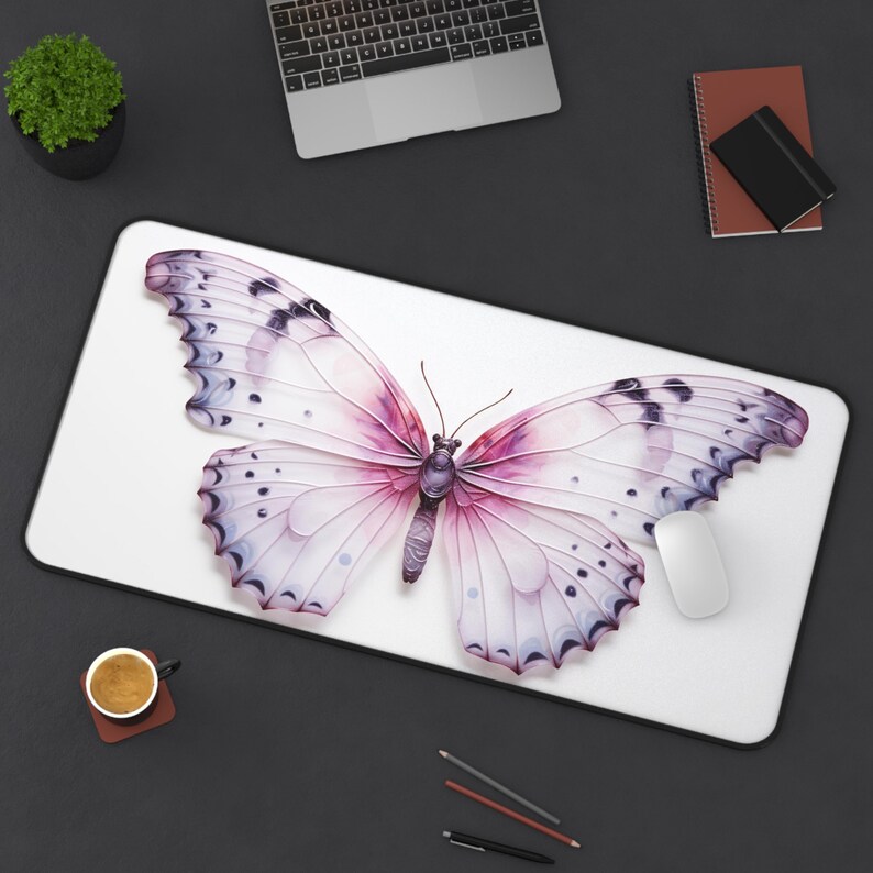 Beautiful Simple Purple Butterfly Desk Mat Gaming Mouse Pad Large ...