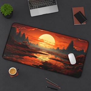 Red Orange Swamp Sunset Desk Mat Gaming Mouse Pad Large Mousepad With ...