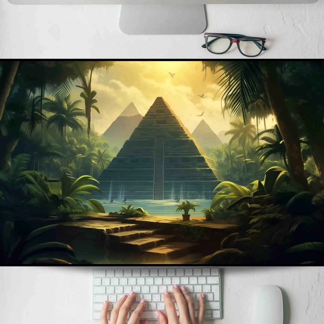 Pyramid Under Golden Canopy Desk Mat, Gaming Mouse Pad, Large Mousepad ...