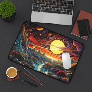 Trippy Alien Planet Forest Landscape Desk Mat Gaming Mouse Pad Large ...