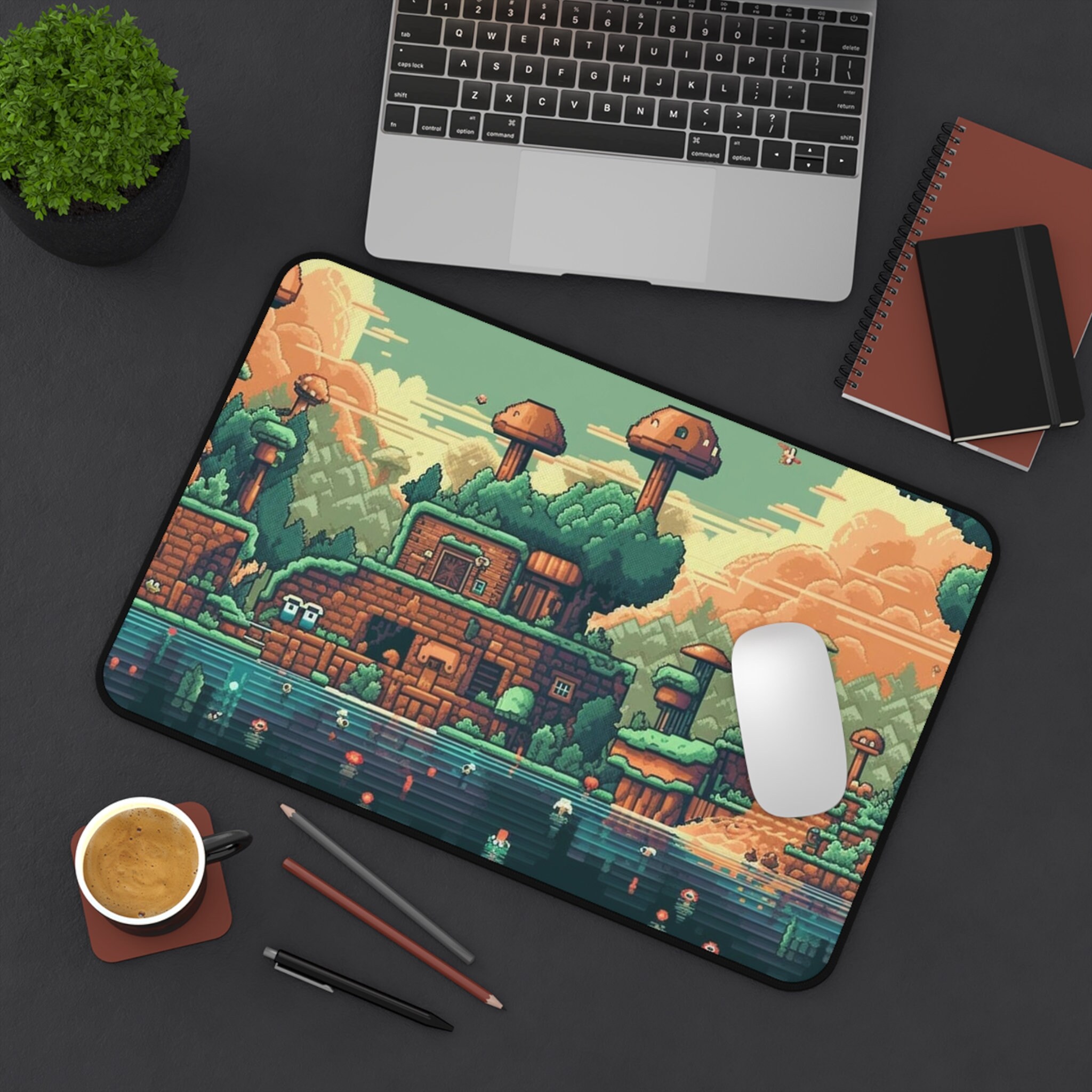 Retro Game Scene Desk Mat Gaming Mouse Pad Large Mousepad With - Etsy