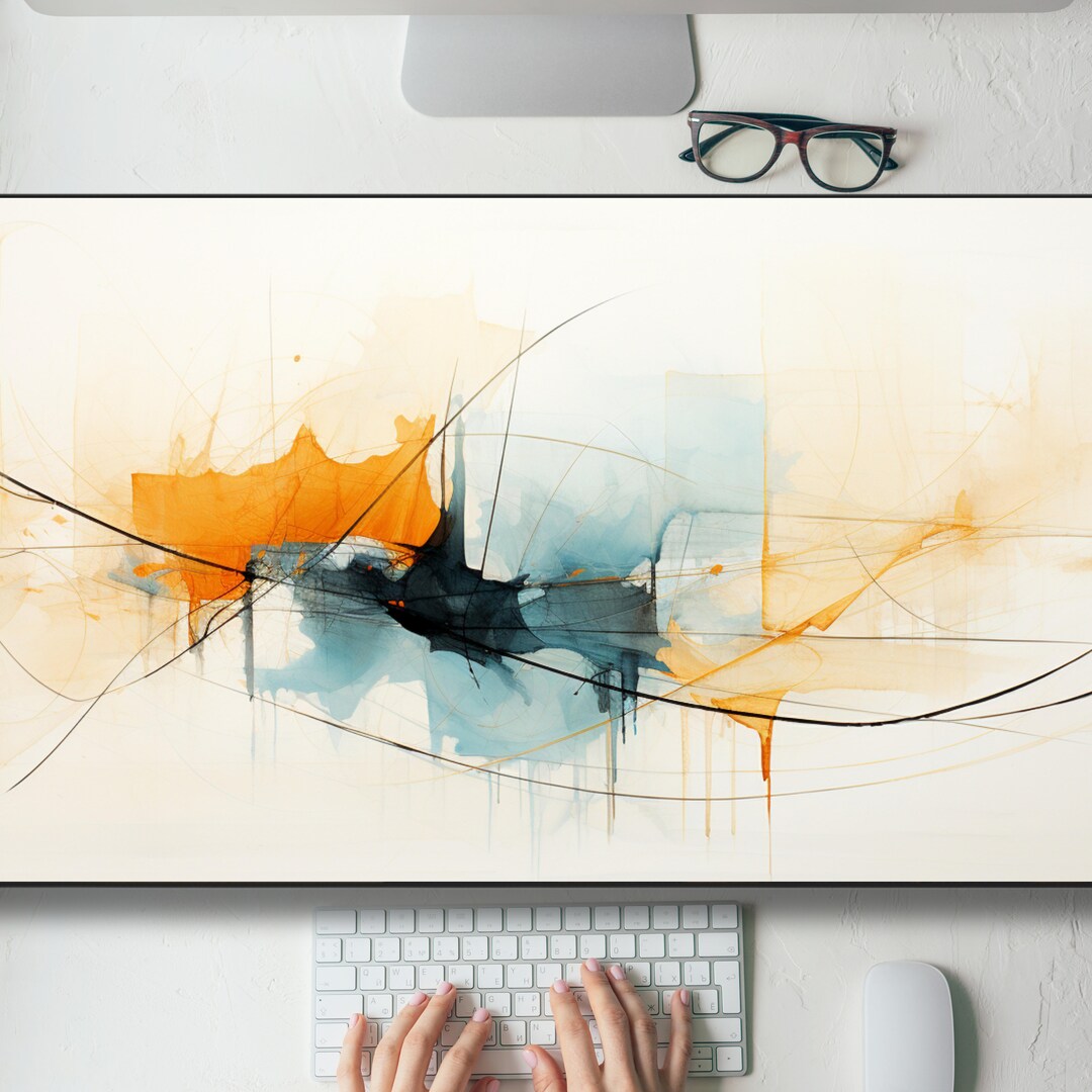 Minimalist Abstract Wave Design Desk Mat Gaming Mouse Pad Large ...