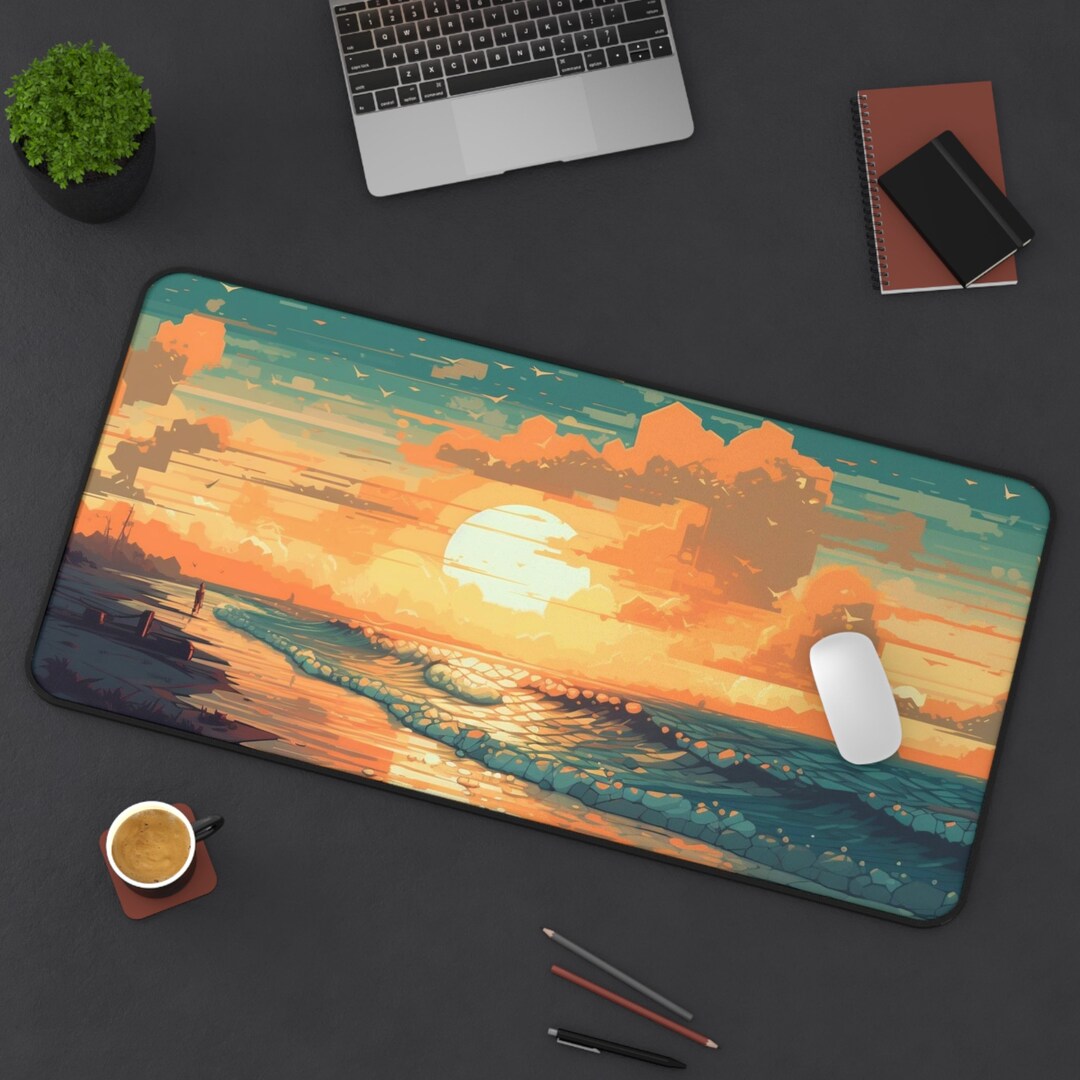 Serene Lo-fi Beach Sunset Desk Mat Gaming Mouse Pad Large - Etsy