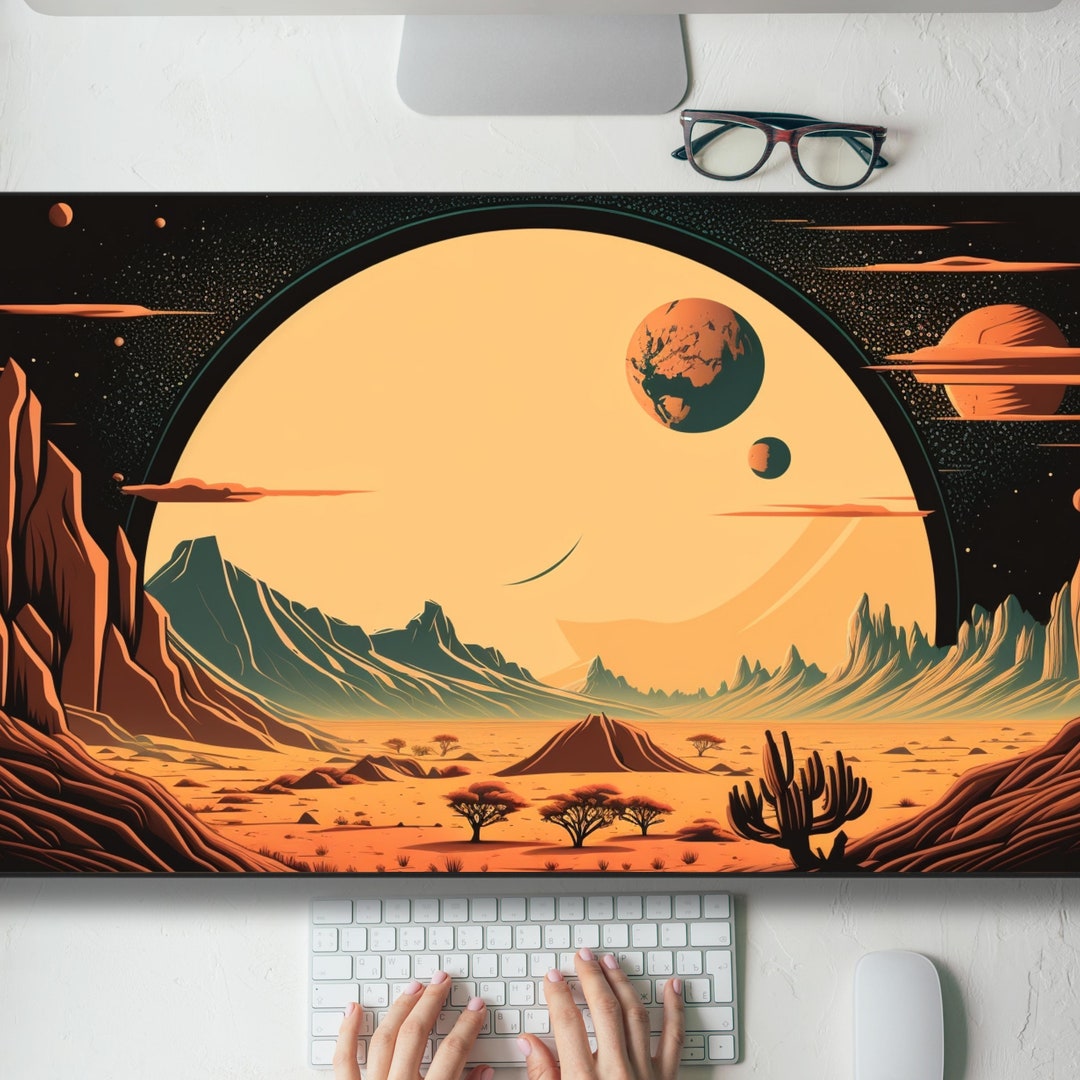Barren Alien Planet Outer Space Desk Mat Gaming Mouse Pad Large ...
