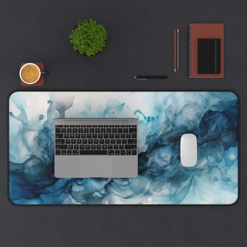 Blue Abstract Watercolor Swirls Desk Mat Gaming Mouse Pad - Etsy