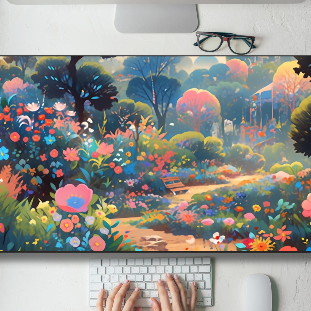 Cute Pretty Kawaii Park Path Desk Mat Gaming Mouse Pad Large Mousepad ...