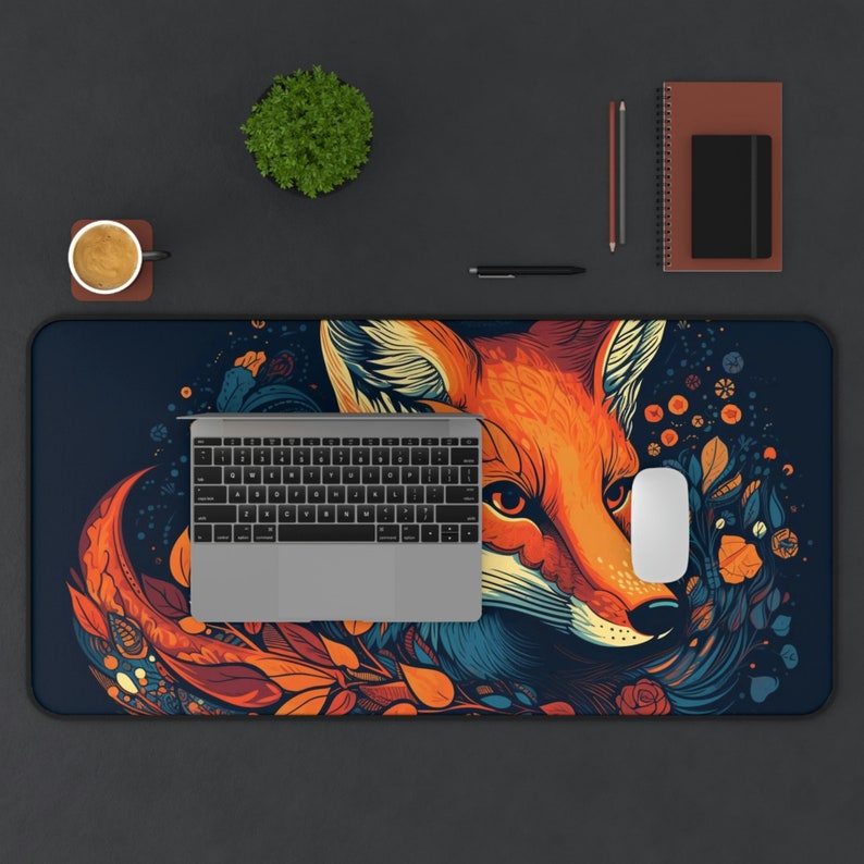 Colorful Bold Orange Fox Mythical Design Mouse Pad Unique - Etsy