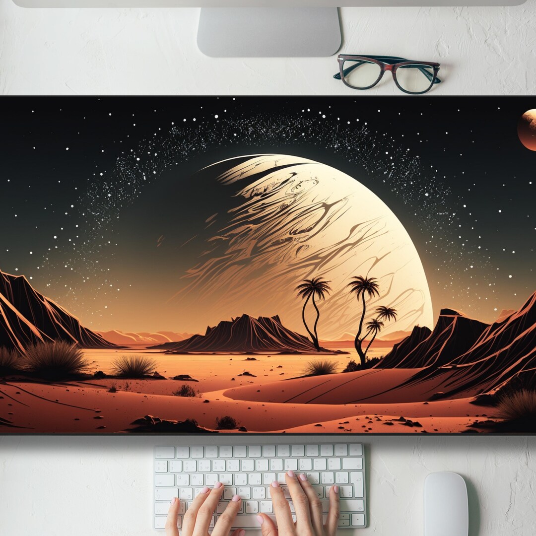 Simple Alien Planet Outer Space Desk Mat Gaming Mouse Pad Large ...