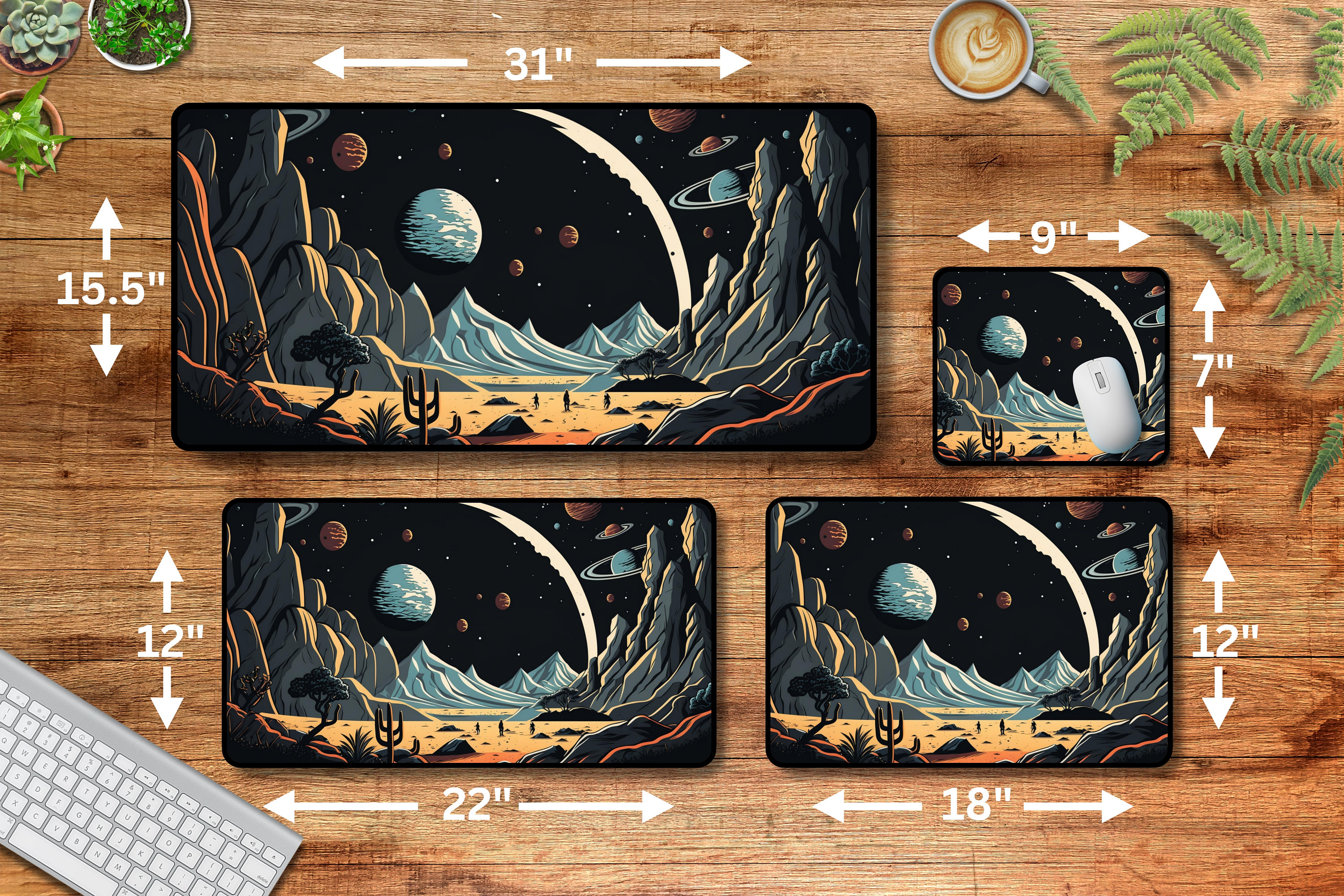 Outer Space Alien Planet Exploration Desk Mat Gaming Mouse Pad Large ...