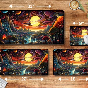 Trippy Alien Planet Forest Landscape Desk Mat Gaming Mouse Pad Large ...