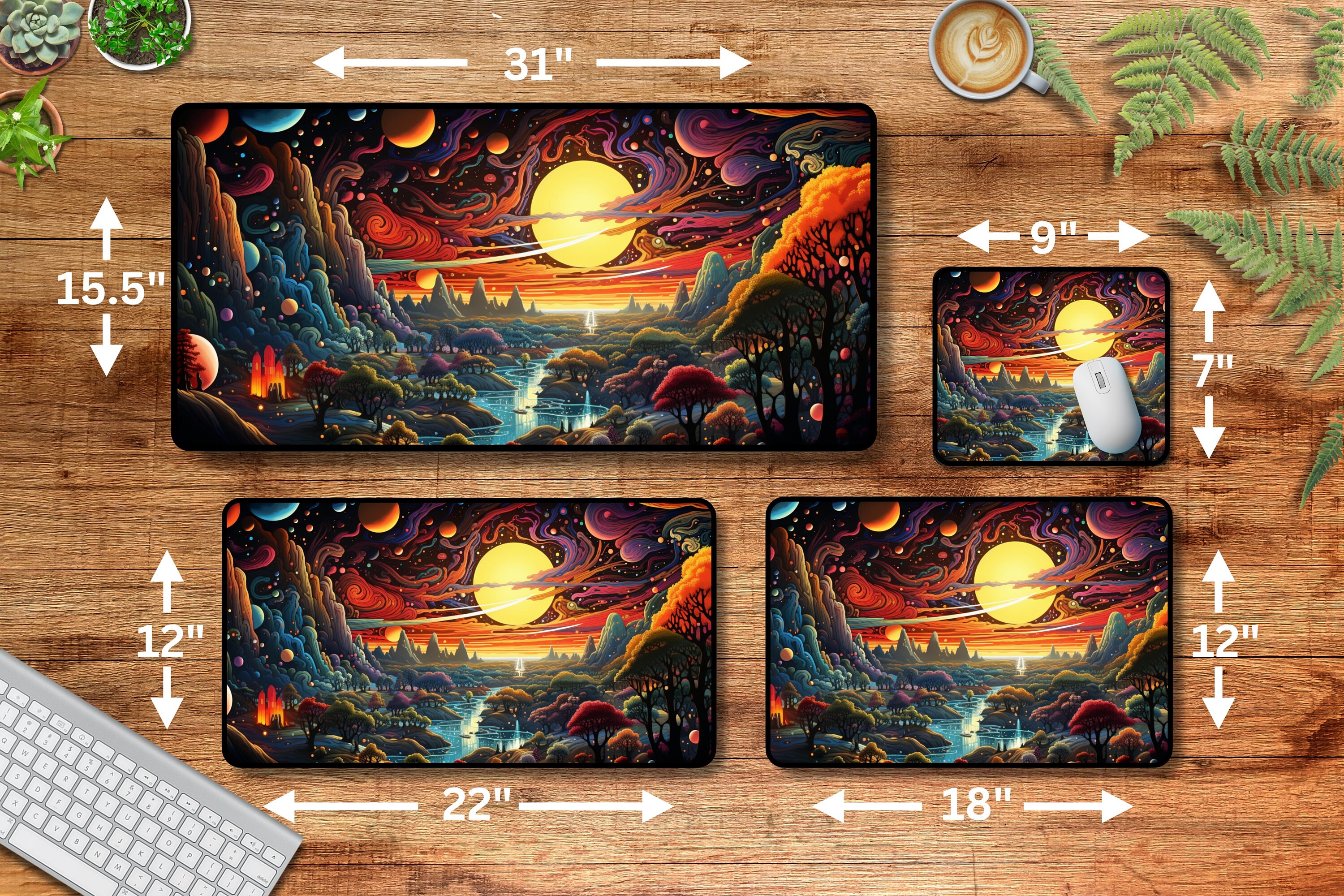 Trippy Alien Planet Forest Landscape Desk Mat Gaming Mouse Pad Large ...