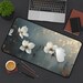 Cream Petals on Gold Mist Desk Mat, Gaming Mouse Pad, Large Mousepad ...