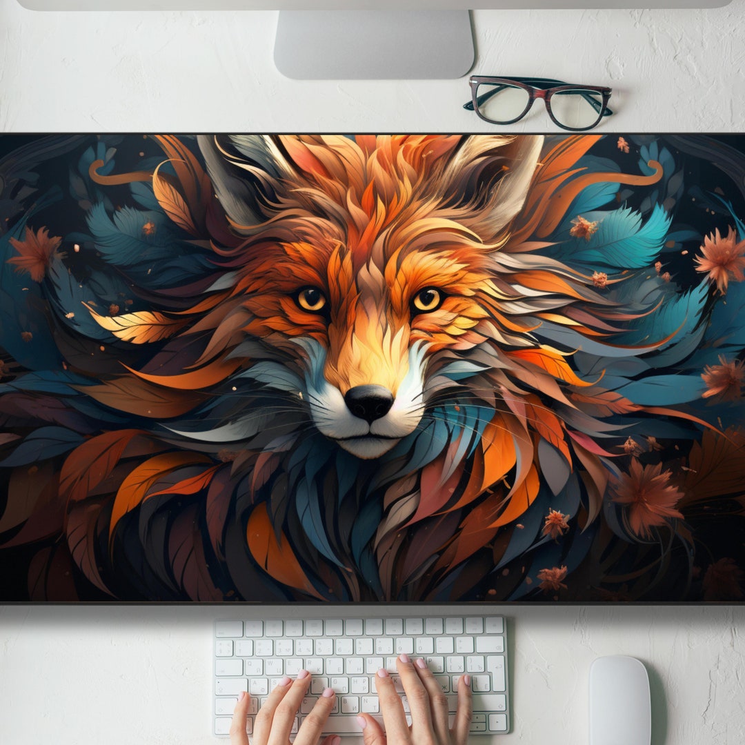 Bold Empowering Red Fox Desk Mat Gaming Mouse Pad Large Mousepad With ...