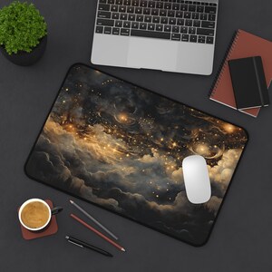 Beautiful Celestial Twinkling Stars in Clouds Desk Mat Gaming Mouse Pad ...
