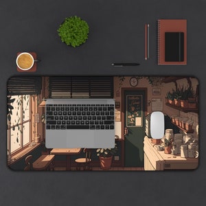 Lo-fi Simple Coffee Café Desk Mat Gaming Mouse Pad Large Mousepad With ...