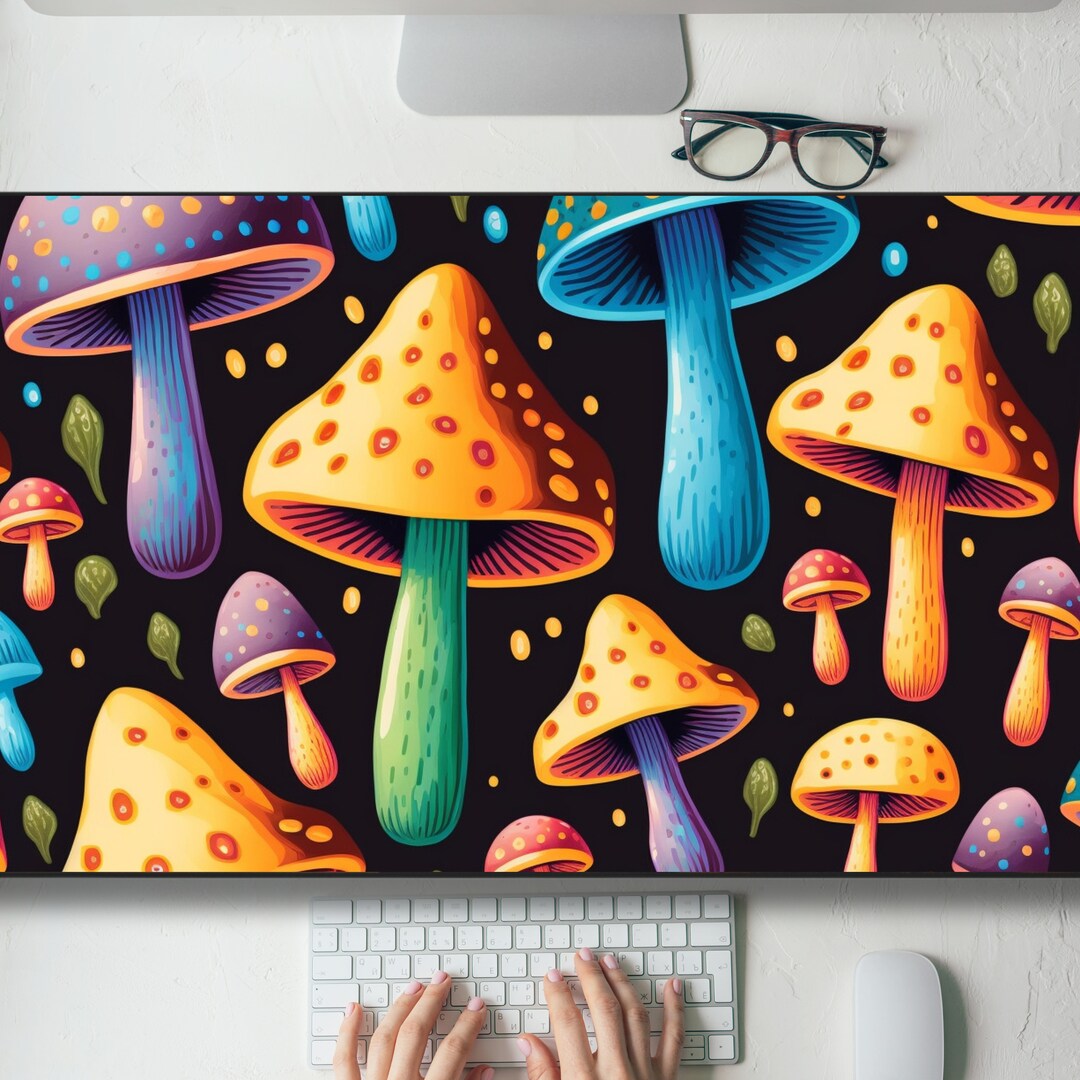 Unique Mushroom Pattern Design Desk Mat Gaming Mouse Pad Large Mousepad ...