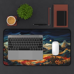 Abstract Sunset Mountain Landscape Desk Mat Gaming Mouse Pad Large ...