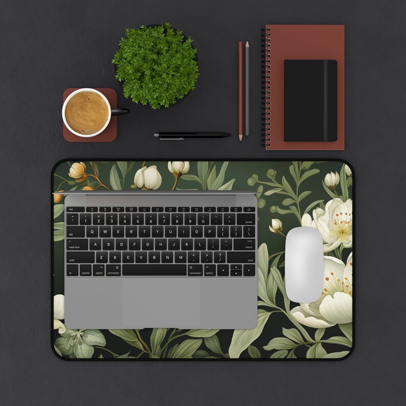 Sage Green White Flowers Botanical Desk Mat Gaming Mouse Pad - Etsy