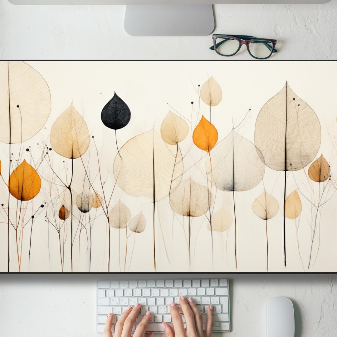 Minimalist Floral Leaf Plant Design Desk Mat Gaming Mouse Pad Large ...