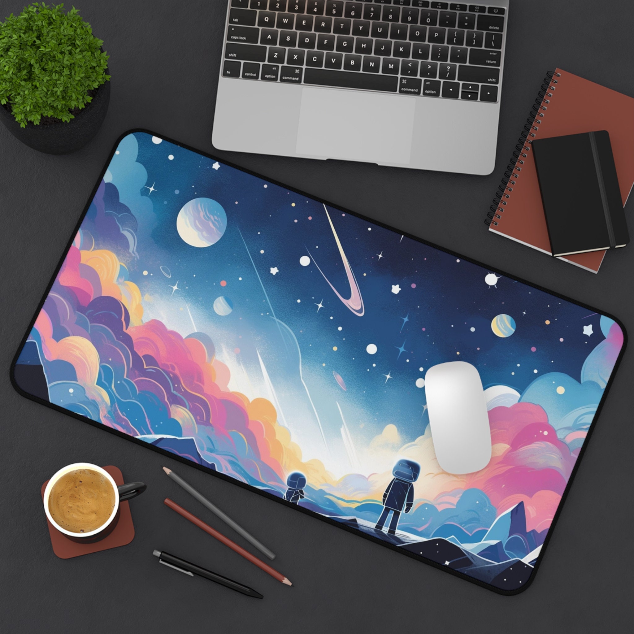 Cute Kawaii Astronaut Outer Space Desk Mat Gaming Mouse Pad Large ...