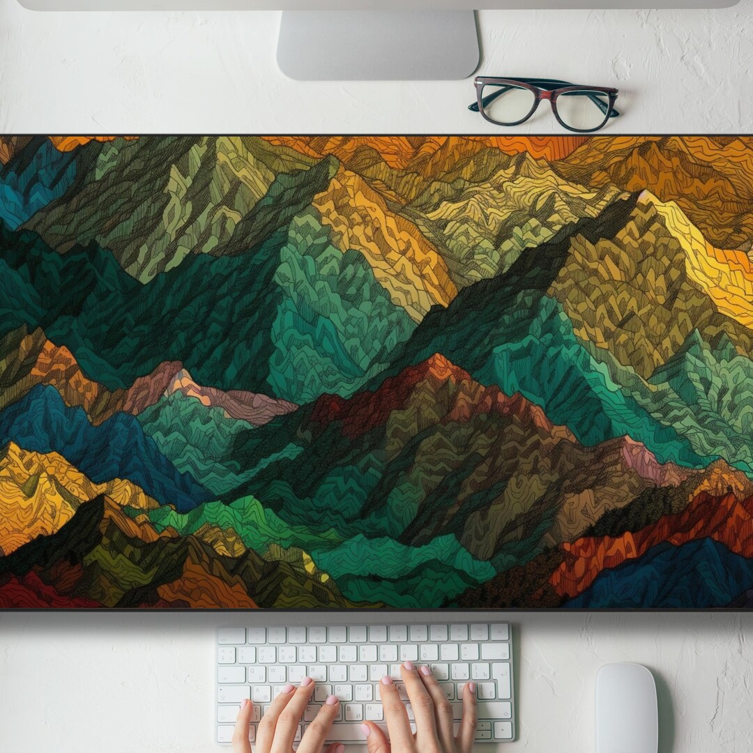 Retro Pixel Topography Desk Mat Gaming Mouse Pad Large Mousepad - MTG ...