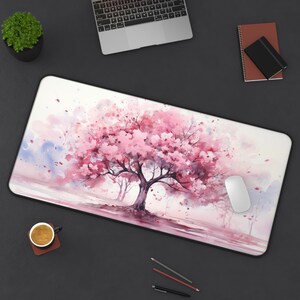 Beautiful Watercolor Painting of A Grand Pink Tree Desk Mat Gaming ...