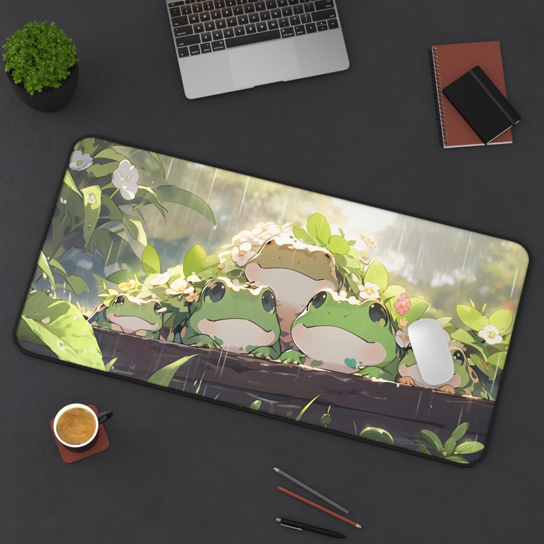 Kawaii Frogs Hiding From Rain Desk Mat Gaming Mouse Pad Large - Etsy