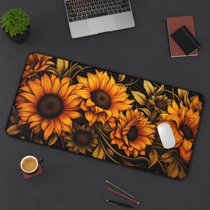 Dark Cottage Core Sunflowers Desk Mat Gaming Mouse Pad Large Mousepad ...