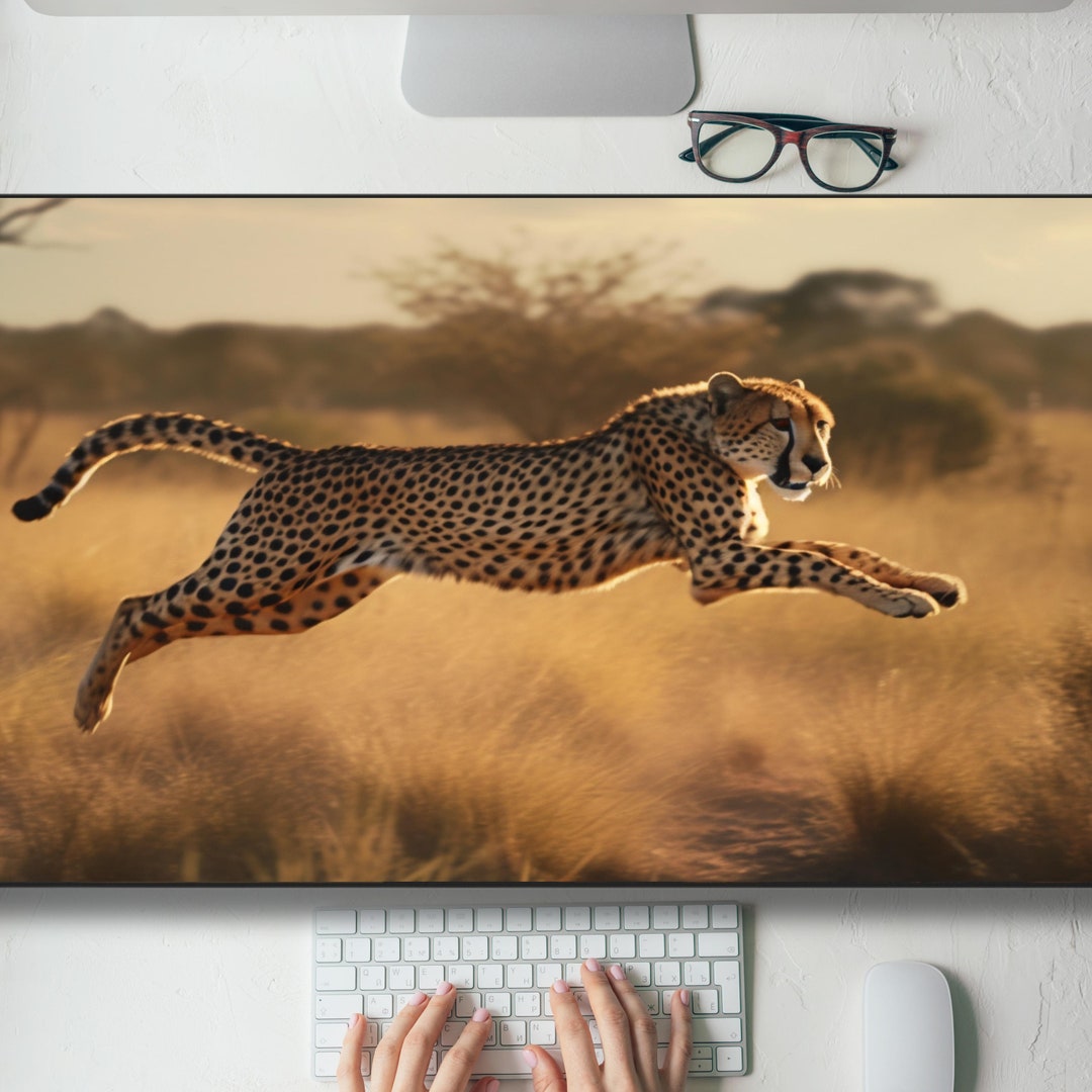 Majestic Cheetah Mid-leap Desk Mat Gaming Mouse Pad Large Mousepad MTG ...